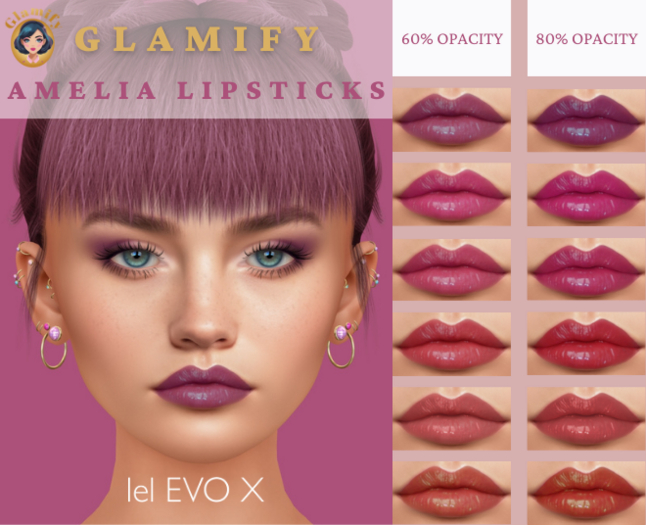 Second Life Marketplace - {Glamify} Amelia Lipstick for Lelutka Evox